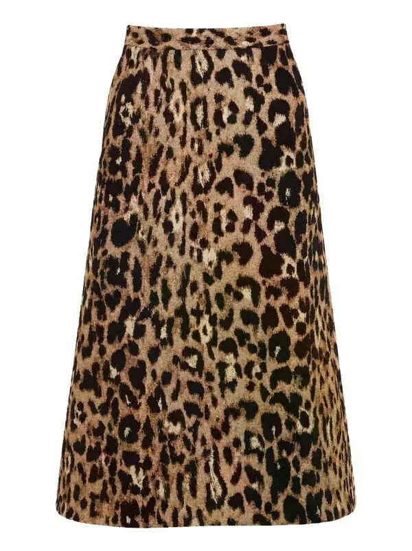 TEMPERLEY LONDON Amara Leopard-print Midi Skirt - Brown