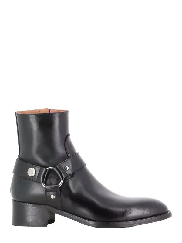 ALBERTO FASCIANI Harness Leather Ankle Boots - Black