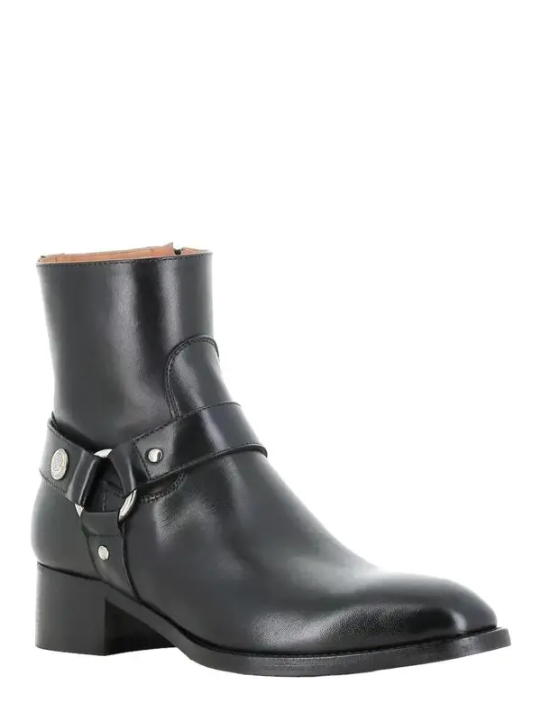 ALBERTO FASCIANI Harness Leather Ankle Boots - Black