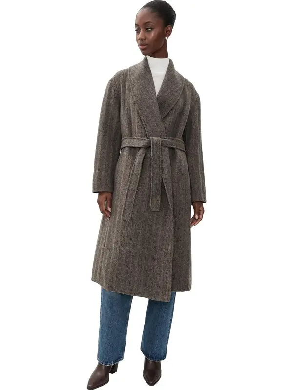Theory Lux Shawl Coat - Mocha Multi