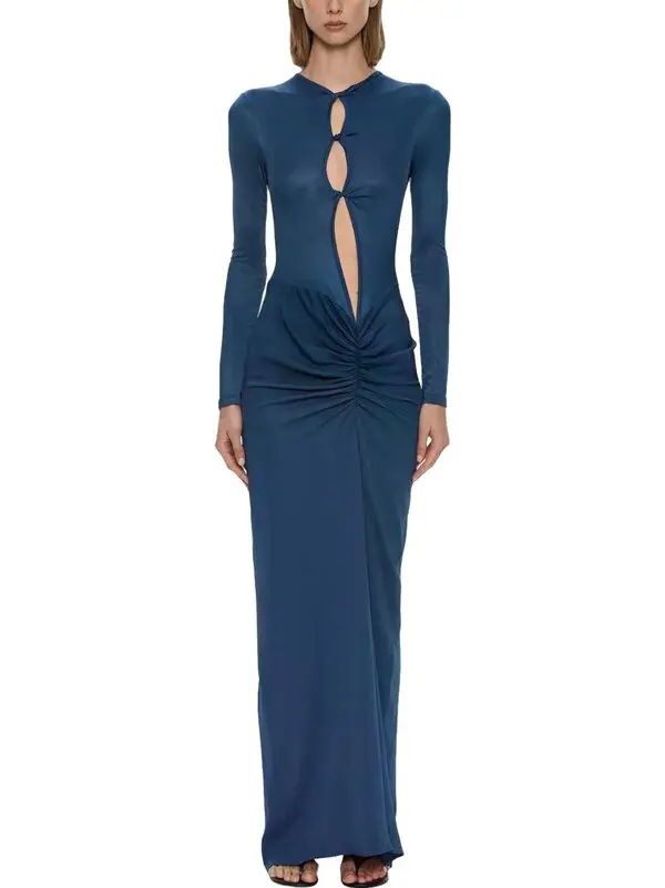 Christopher Esber Open-twist Ruched-detail Maxi Dress - Blue