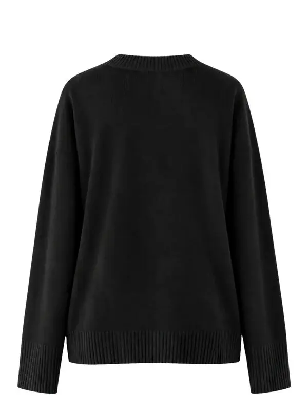 SOLOTRE Ribbed-trim Drop-shoulder Sweater - Black