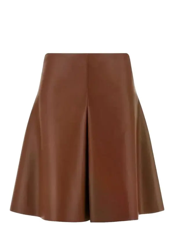 NUDE Flared Pleated Mini Skirt - Brown