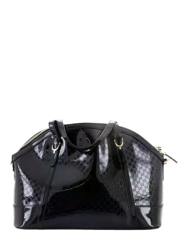 Gucci Nice Top Handle Bag Microguccissima Patent Medium Satchel - Black