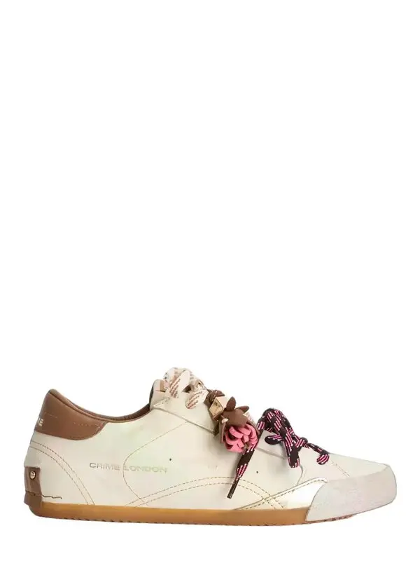 CRIME LONDON Sneakerina Distressed-effect Charm-detail Sneakers - Neutrals