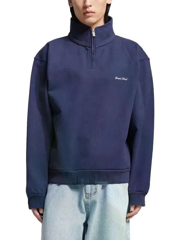 BRAM’S FRUIT Logo-embroidered Half-zip Sweater - Blue