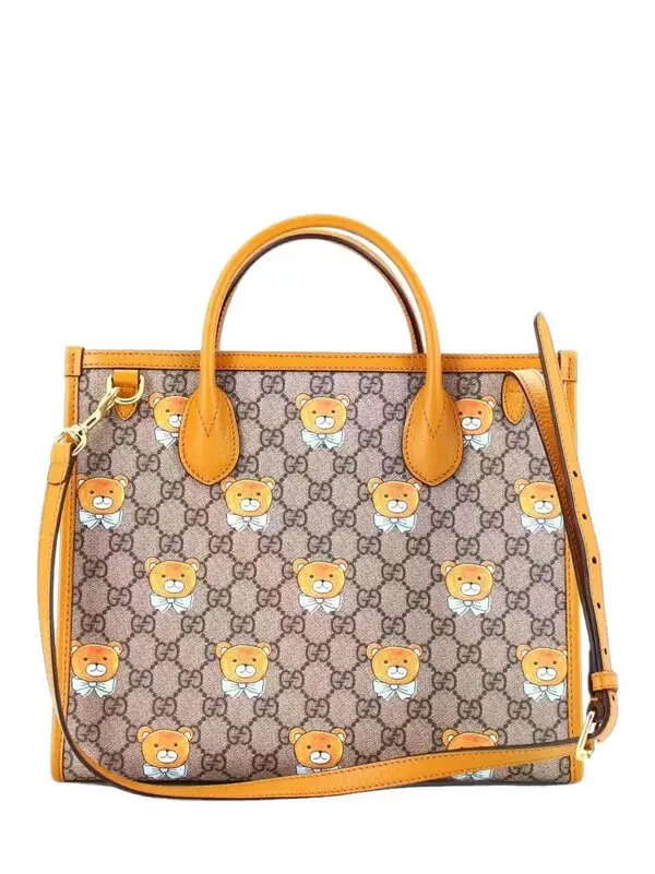 Gucci X Exo-kai Top Handle Shopping Tote Printed Gg Coated Canvas Small Satchel - Brown