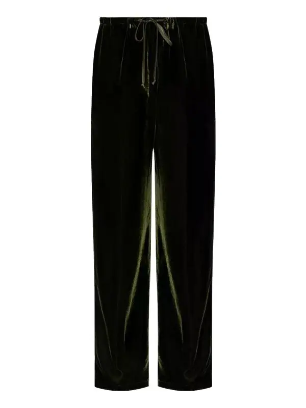 FORTE_FORTE Velvet Straight-leg Trousers - Green