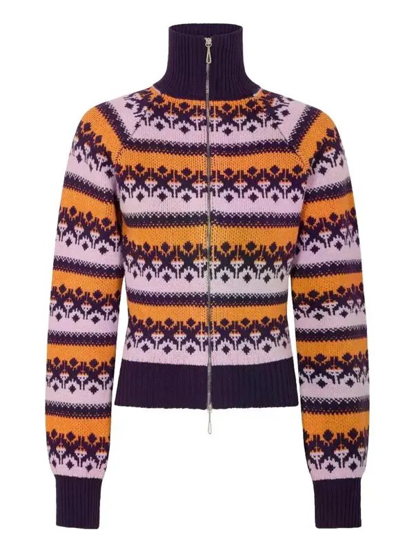Rabanne Cardigan In Pink Vintage Jacquard Wool - Orange