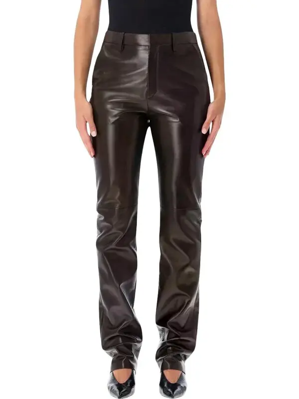 Ralph Lauren Bandbury Leather Trousers - Brown