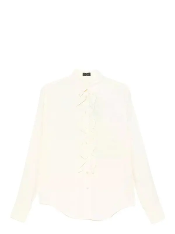 Etro Ruffled-trim Long-sleeved Shirt - Neutrals