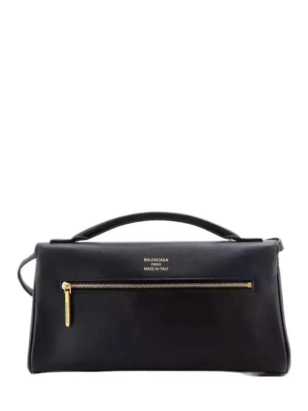 Balenciaga Bel Air Top Handle Flap Leather Shoulder Bag - Black