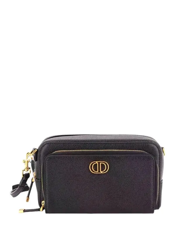 Dior Caro Double Pouch Leather Crossbody Bag - Black