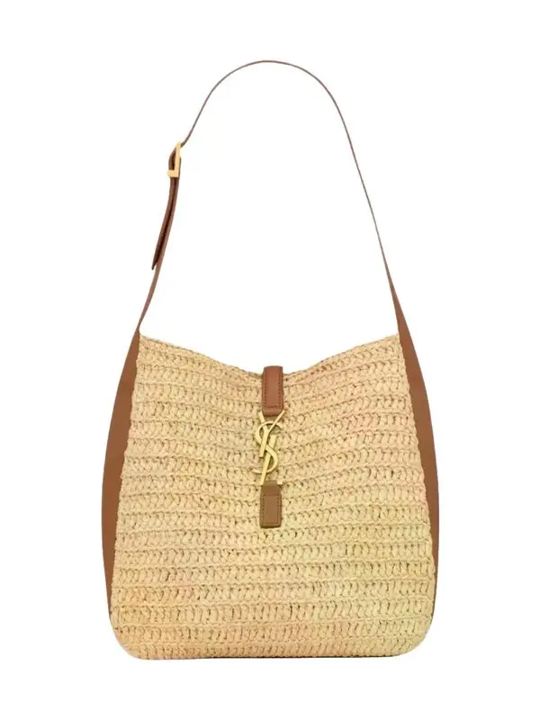 Saint Laurent Small Le 5 À 7 Raffia Shoulder Bag - Neutrals