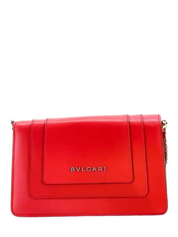BVLGARI Serpenti Forever Chain Leather Mini Clutch Bag - Red