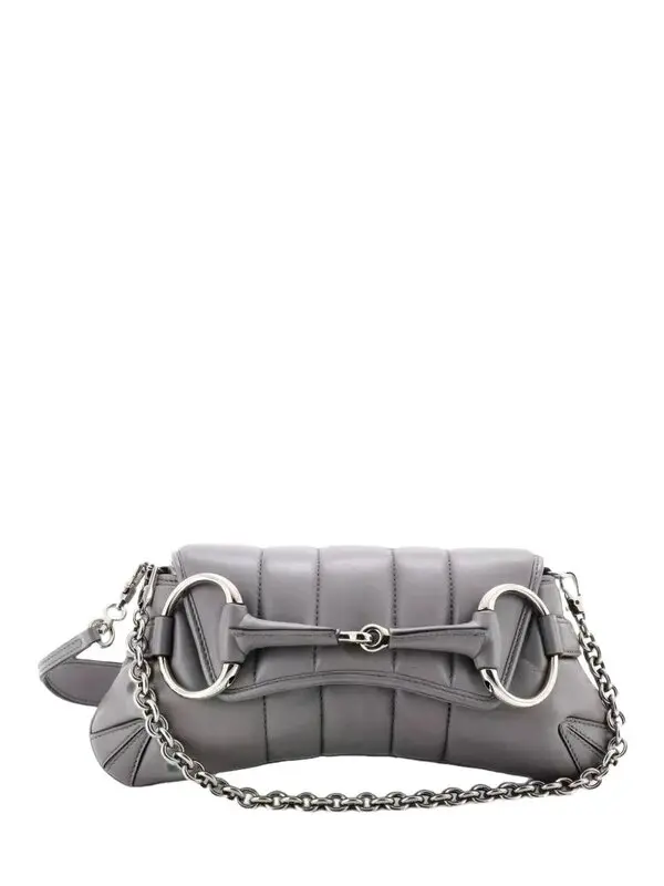 Gucci Horsebit Chain Vertical Quilted Leather Small Shoulder Bag - Grey