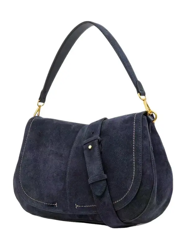GIANNI CHIARINI Helena Round Calf Suede Large Shoulder Bag - Blue