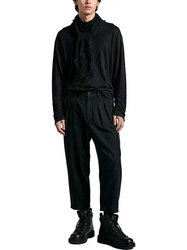 Yohji Yamamoto Crinkled Long-sleeved T-shirt - Black