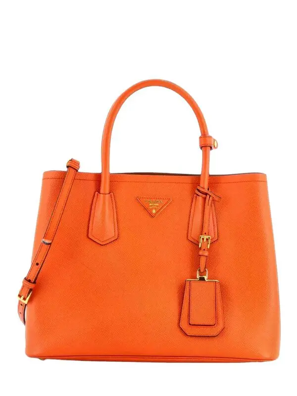 Prada Cuir Double Saffiano Leather Medium Tote Bag - Orange