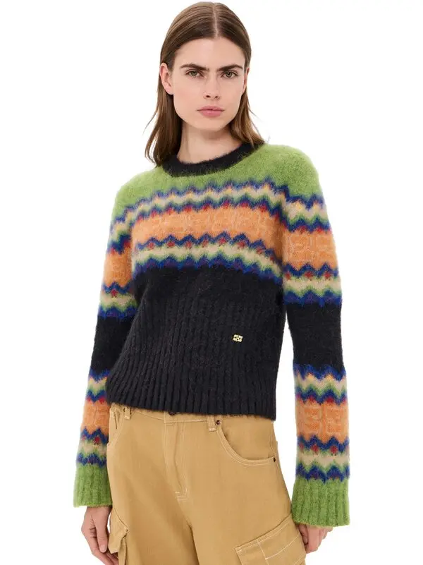 GANNI Brushed Alpaca Fair Isle Sweater - Multicolour