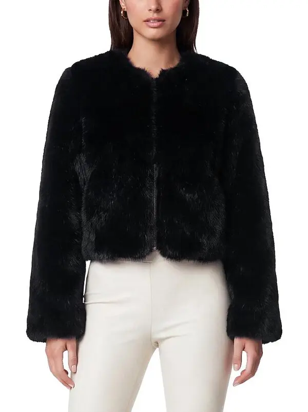 LYLA GRANT Faux Fur Fox Bolero - Black