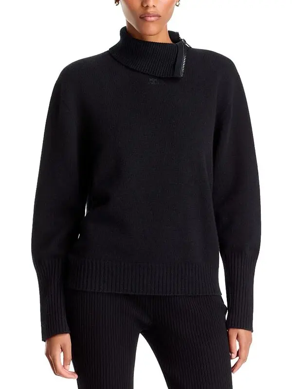 COURREGES Merino Wool Zipped Collar Sweater - Black