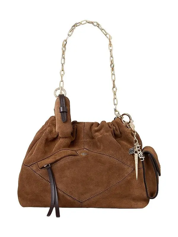 Ba&sh Mini Jun Crinkle Suede Tote - Brown