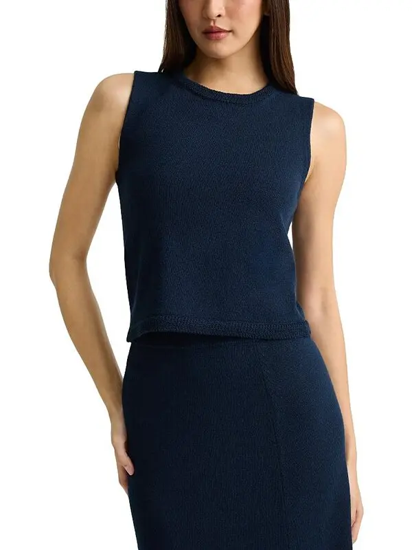 St. John Wool Blend Sleeveless Sweater - Midnight