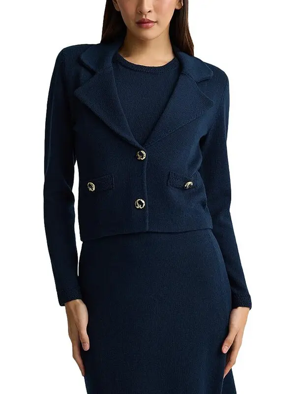 St. John Wool Blend Knit Blazer - Midnight