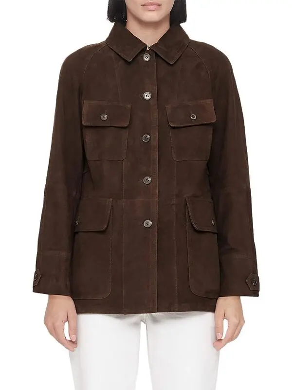 ALLSAINTS Roiya Suede Field Jacket - Fango Brown