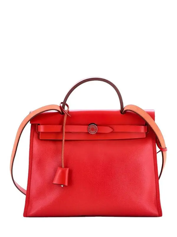 Hermès 31 Herbag Zip Berline Vache Canvas And Leather - Red