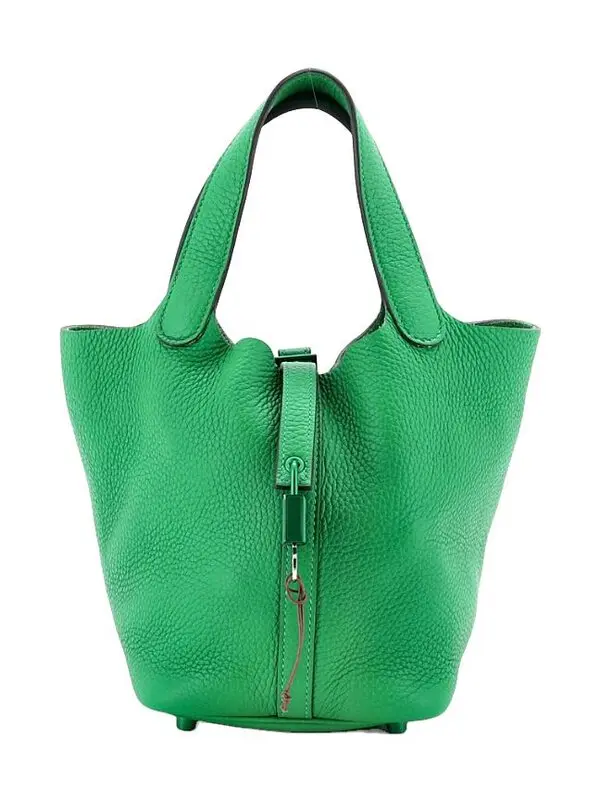 Hermès Pm Monochrome Picotin Lock Bag Clemence - Green