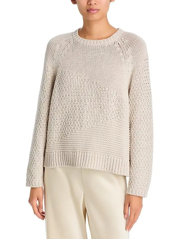 Eileen Fisher Peruvian Cotton Crewneck Sweater - Plaster