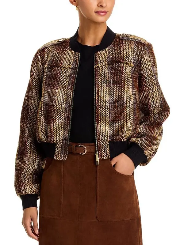 TOCCIN Pierce Fringe Bomber Jacket - Fig Multi
