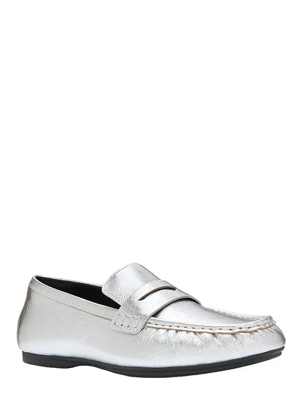 Fitflop Delicato Crinkle Metallic Leather Loafers - Silver