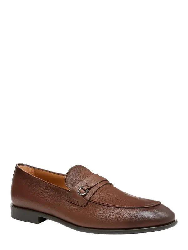 FERRAGAMO Desio Leather Loafers - Cocoa