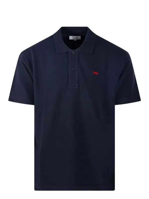 Maison Kitsuné Profile Fox Cotton Polo Shirt - Blue