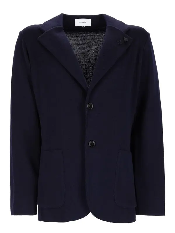 LARDINI Blazer In Maglia Di Cotone - Blue