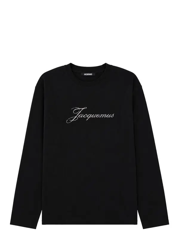 Jacquemus T-shirt A Maniche Lunghe Con Logo - Black