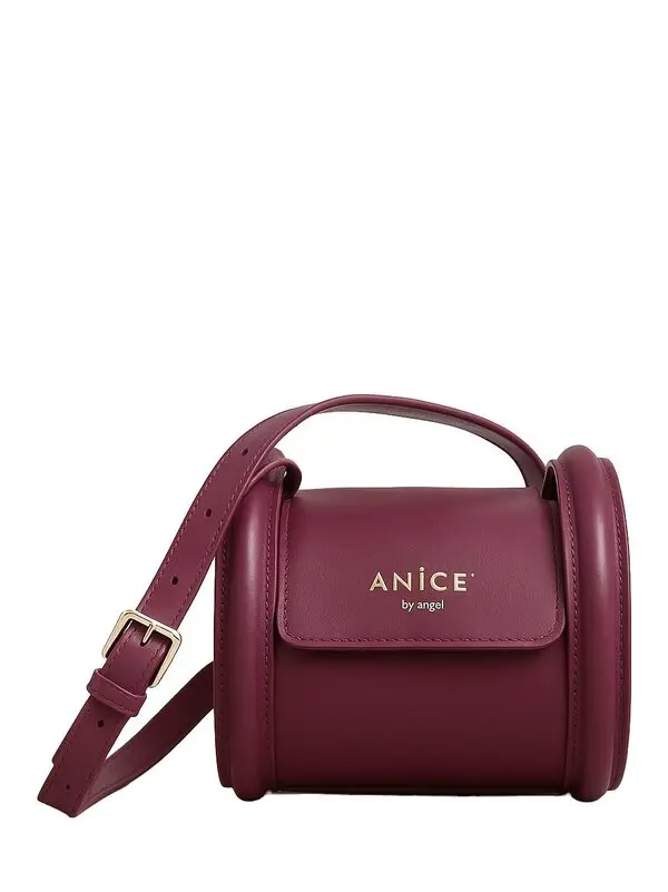 ANICE’ BY ANGEL Du Bois Leather Barrel Crossbody Bag In Wine - Red