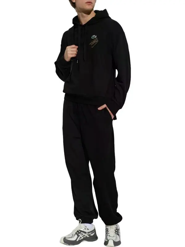 Lacoste X Novak Djokovic Logo-embroidered Hoodie - Black