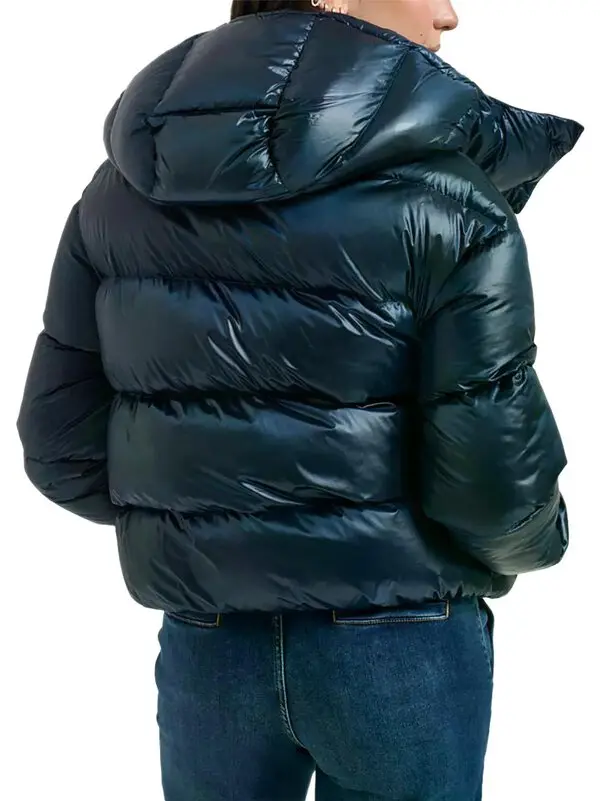 Patrizia Pepe Quilted Hooded Puffer Jacket - Blue