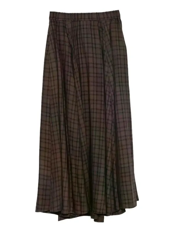 Aspesi Checked Flared Midi Skirt - Brown