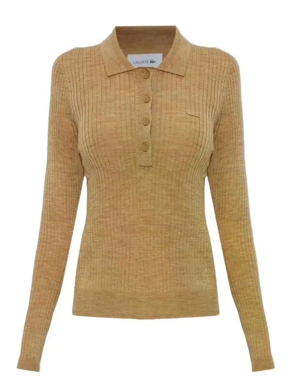 Lacoste Ribbed-knit Polo Shirt - Neutrals