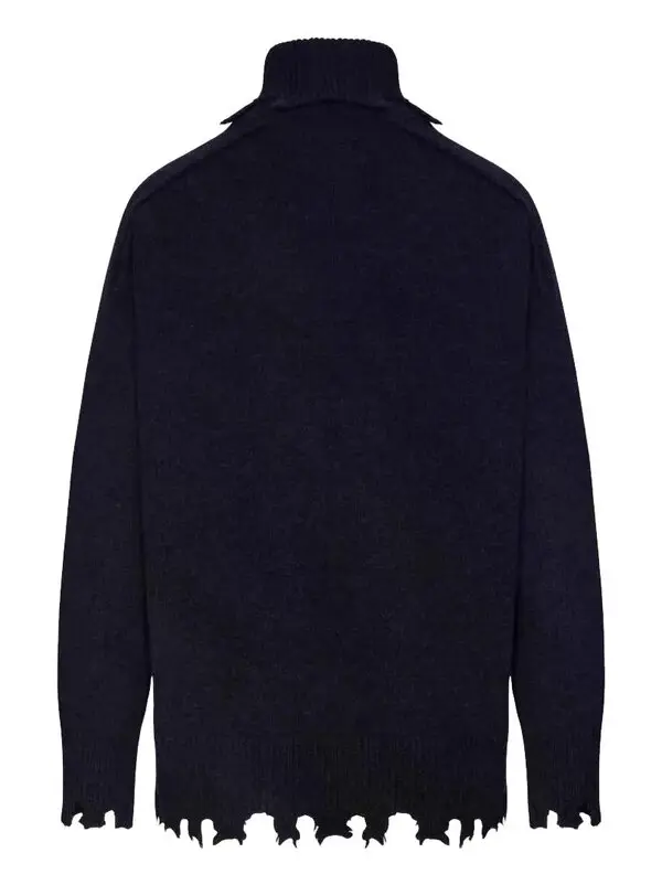 Seafarer Distressed Turtleneck Sweater - Blue