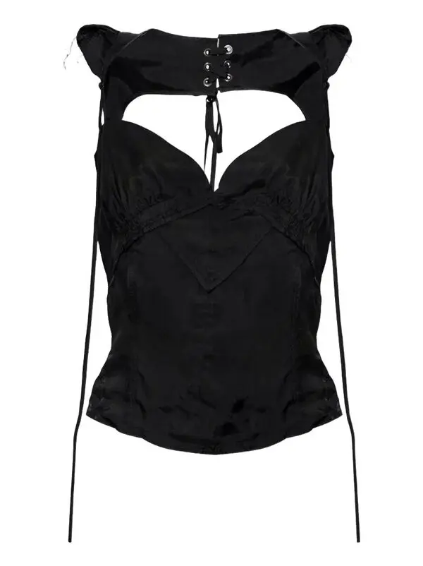 KNWLS Beth Lace-up Top - Black