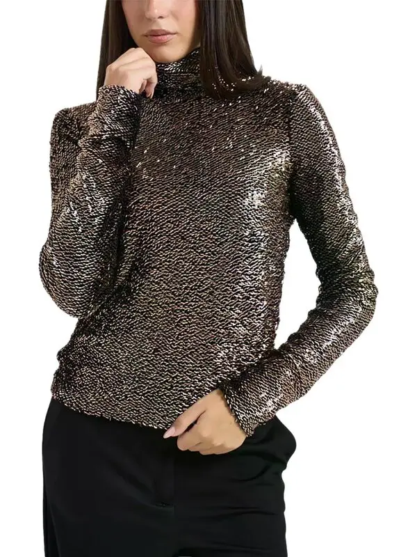 Patrizia Pepe Sequin-embellished High-neck Sweater - Brown