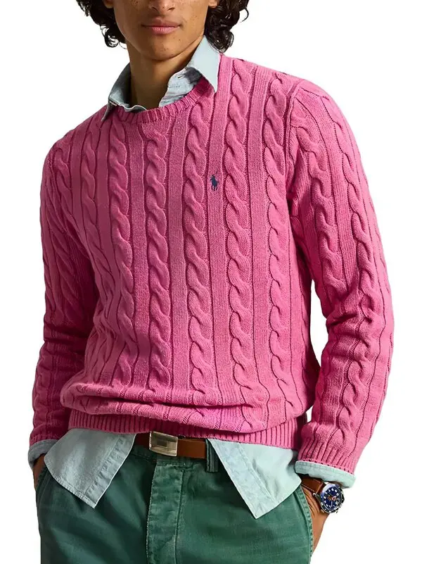Ralph Lauren Cable-knit V-neck Sweater - Pink