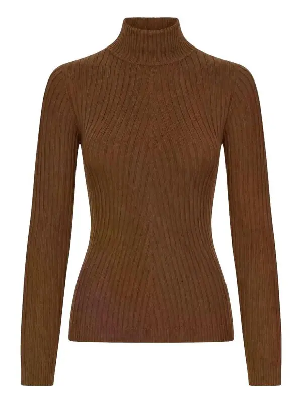 ROBERTO COLLINA Ribbed Turtleneck Sweater - Brown