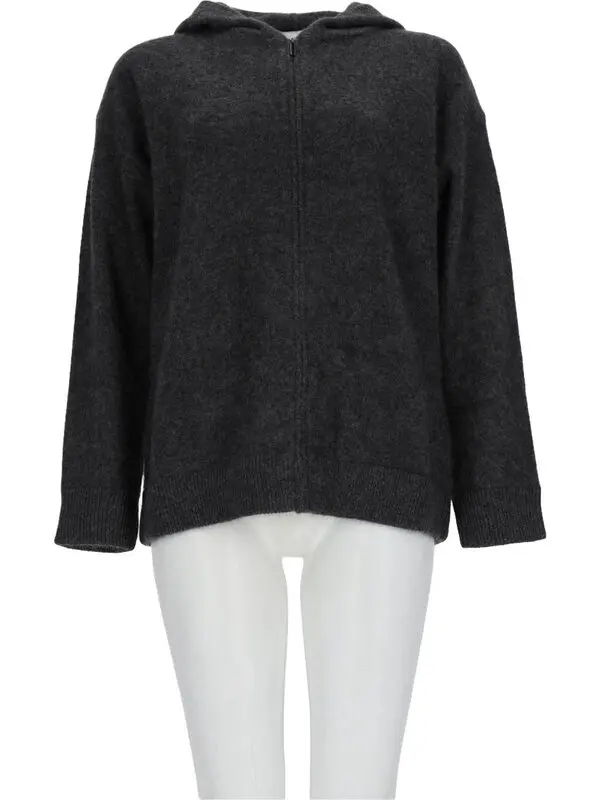 Max Mara Zip-up Hooded Sweater - Grey